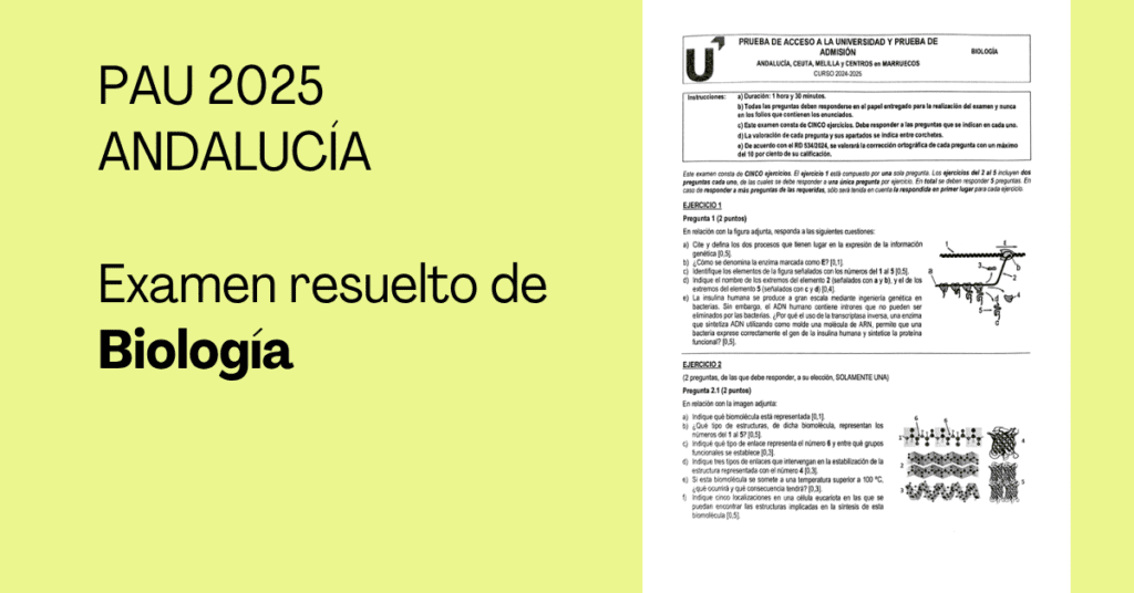 Examen Biología Selectividad 2025 Andalucía resuelto